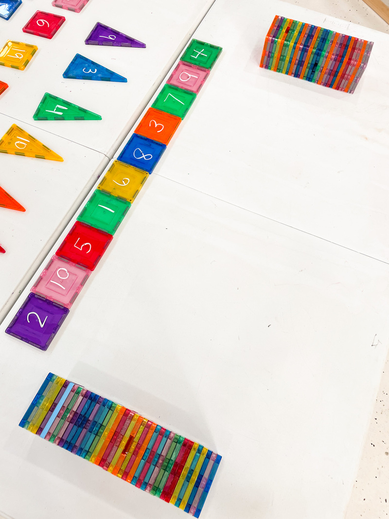 Can you count, sequence and order the magnetic tiles?