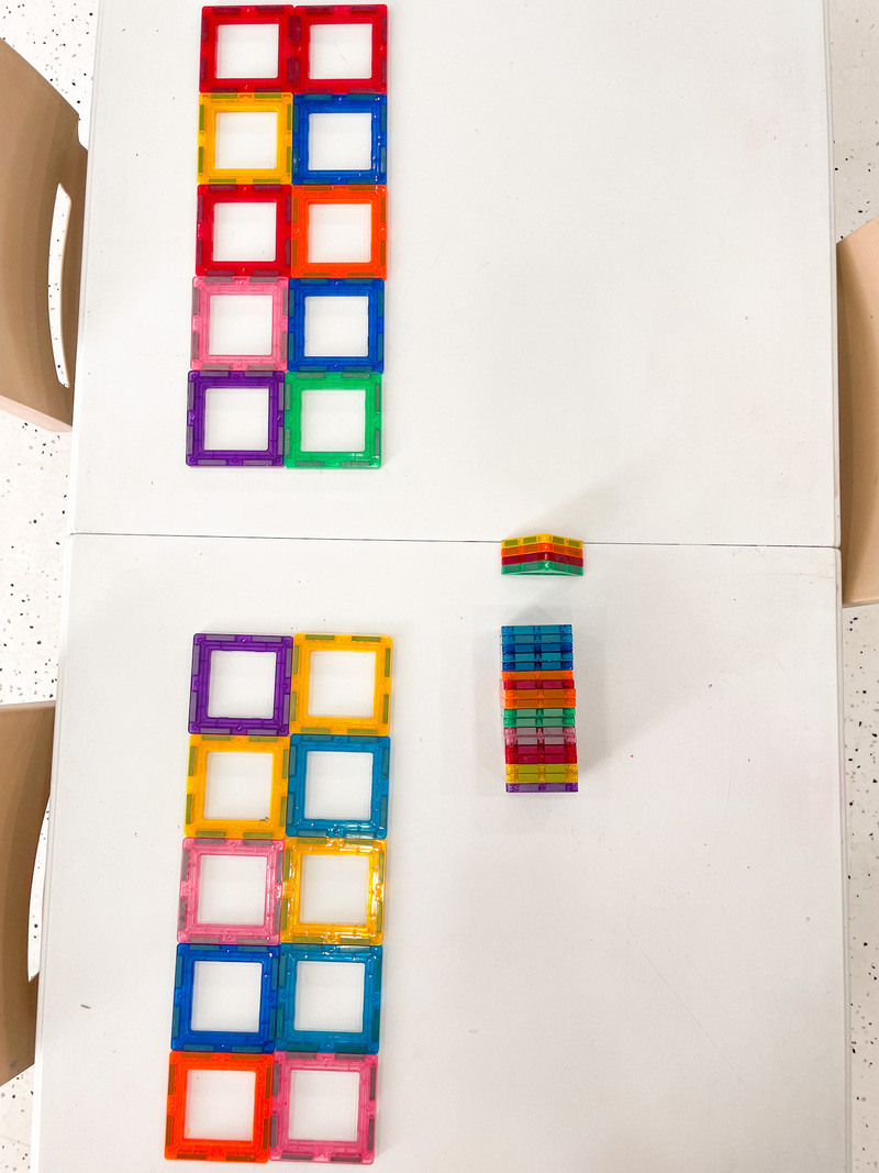 Using magnetic tiles as ten frames, ages 3-5