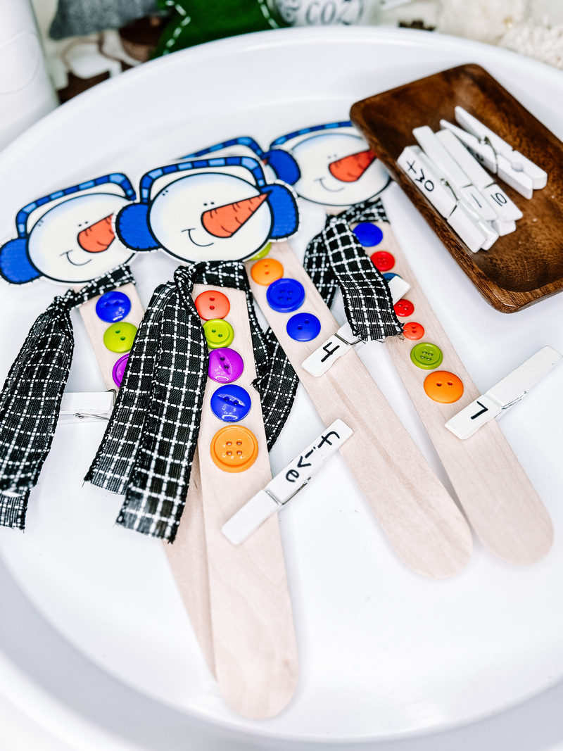 Craft Stick Snowman Counting Game